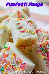 Festive Birthday Cake Fudge - Dancing Through the Rain