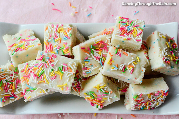 Festive Birthday Cake Fudge - Dancing Through the Rain