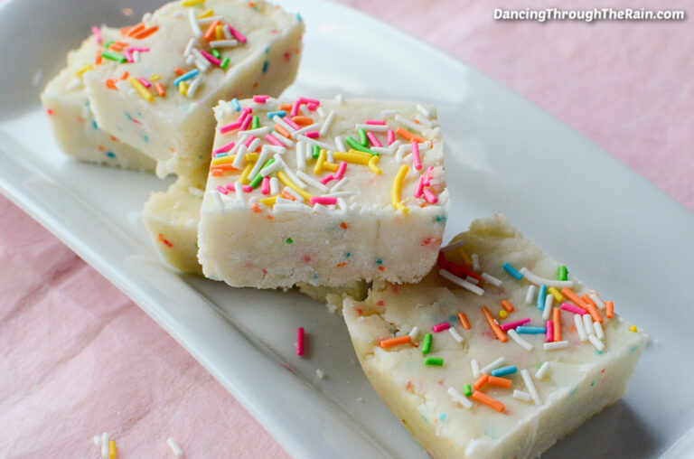 Festive Birthday Cake Fudge - Dancing Through the Rain
