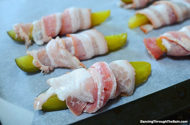 Easy Bacon Wrapped Pickles - Dancing Through the Rain