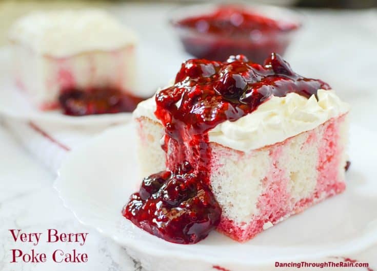 Mixed Berry Jello Poke Cake - Dancing Through the Rain