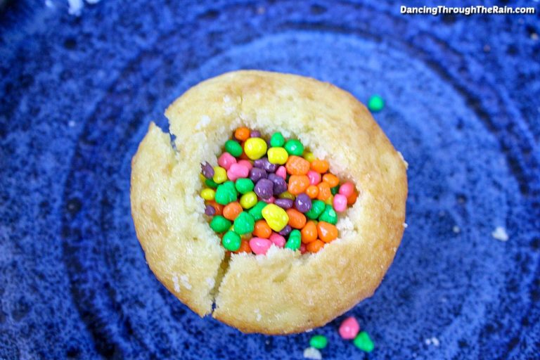 Candy Filled Pinata Cupcakes - Dancing Through the Rain