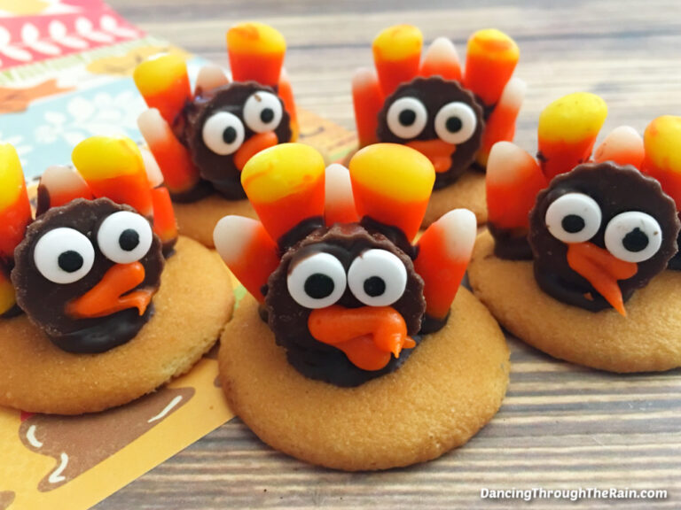 No-Bake Candy Corn Turkey Cookies - Dancing Through the Rain