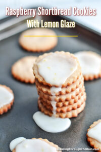 Raspberry Shortbread Cookies With Lemon Glaze - Dancing Through the Rain