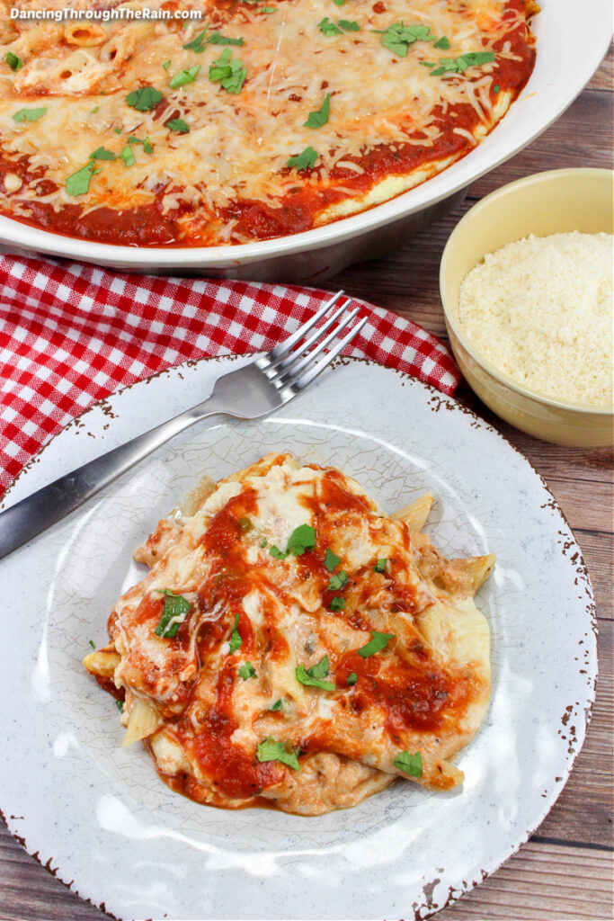 Easy Cheesy Penne Rigate Casserole - Dancing Through the Rain