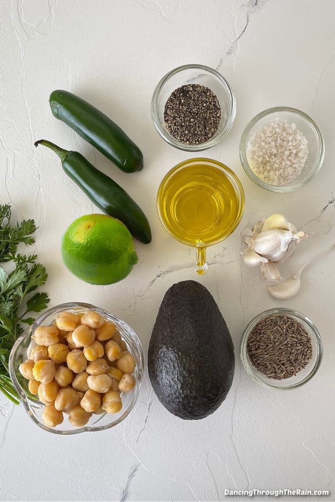 Avocado Cilantro Garlic Hummus - Dancing Through the Rain
